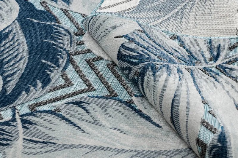 Dywany Łuszczów, Kusový koberec Botanic 65242 Feathers aqua – na ven i na doma, 157x220, modrá, chodba / předsíň