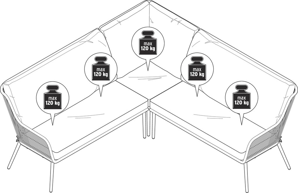 Tchibo - Rohová sedací souprava s textilním výpletem - barva: černá