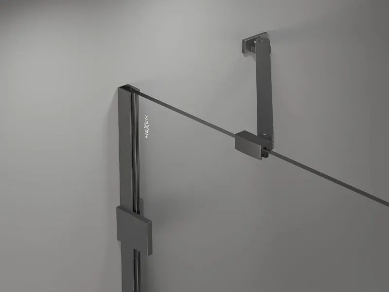 Mexen Lunar-F, skládací levé sprchové dveře 130 cm, 8mm čiré sklo, grafitový profil, 836S-130-050-95-00-L