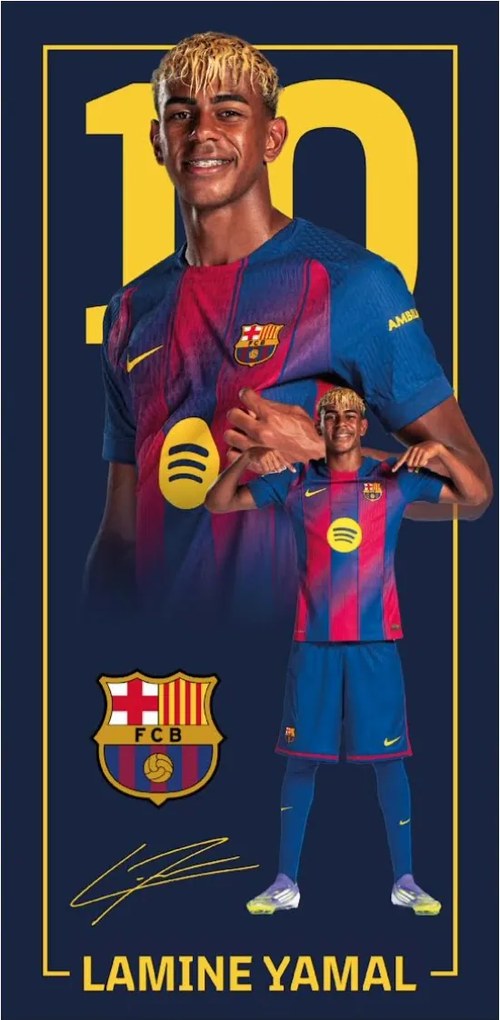 Rychleschnoucí osuška z mikrovlákna FC Barcelona - Lamine Yamal 2026 - 70x140 cm