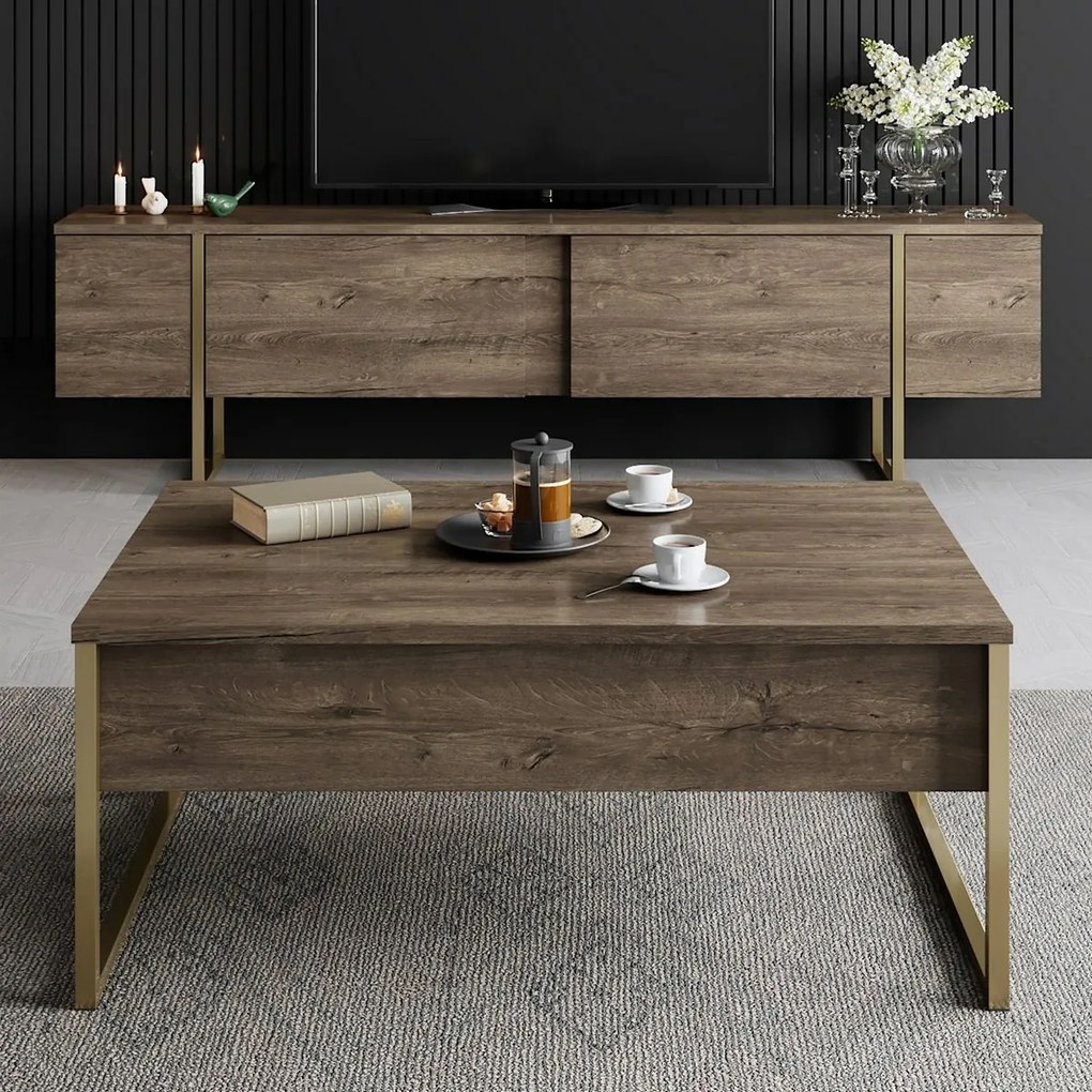 Konferenční stolek Luxe Walnut and Gold