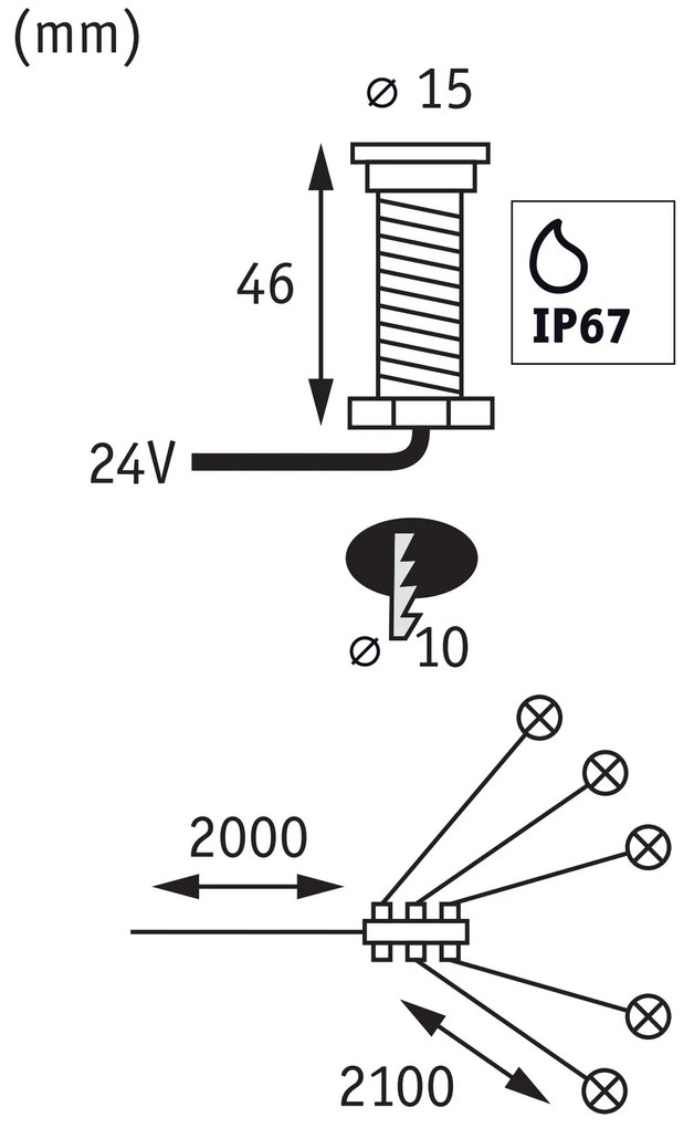 Paulmann 93694 Plug&Shine Micro Pen, rozšiřovací set šroubovacích svítidel do terasy 5x0,22W LED 3000K stmívatelné, IP67