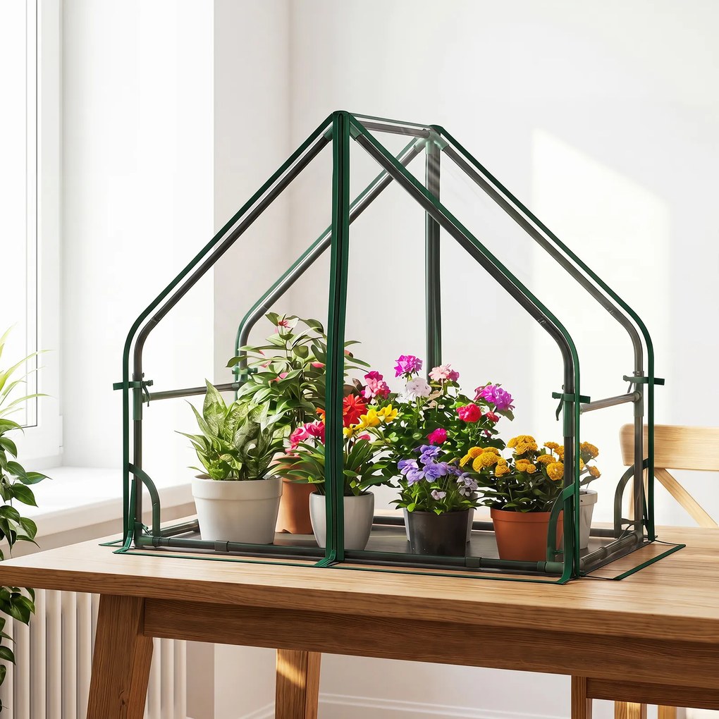 Costway Fóliový mini skleník se 2 rolovacími dveřmi, 92 × 50 × 85 cm