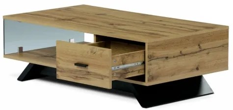 Konferenční stolek 110x60x35 3D dekor divoký dub 8mm skleněný bok AHG-647 OAK
