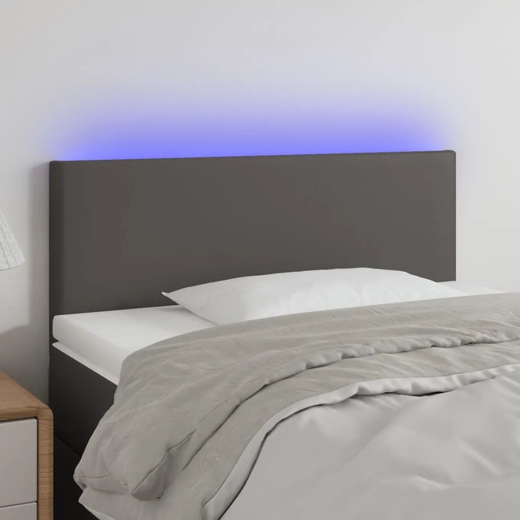Čelo postele s LED šedé 80 x 5 x 78/88 cm umělá kůže 3121408