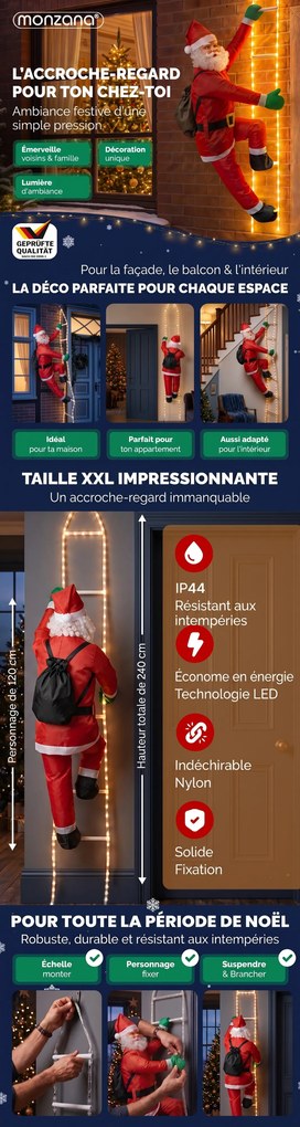 Santa Claus na žebřík s 100 LEDs