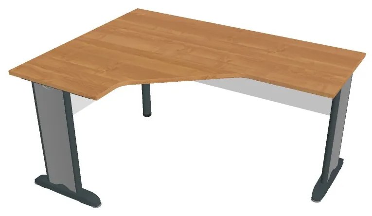 Stůl ergo lomený pravý 160×120/60 cm - Hobis Cross CEV 60 P Dekor stolové desky: olše, Dekor lamino podnože: bílá, Barva nohou: černá