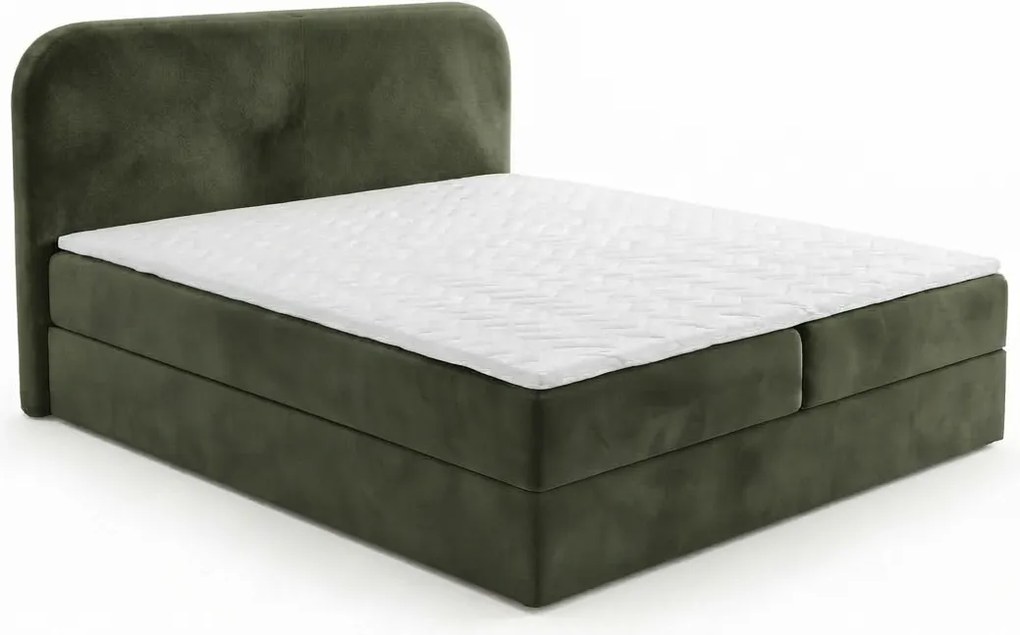 Čalouněná postel boxspring FORENA 140x200 cm tmavě zelená Matrace: Matrace Bonell pružinová