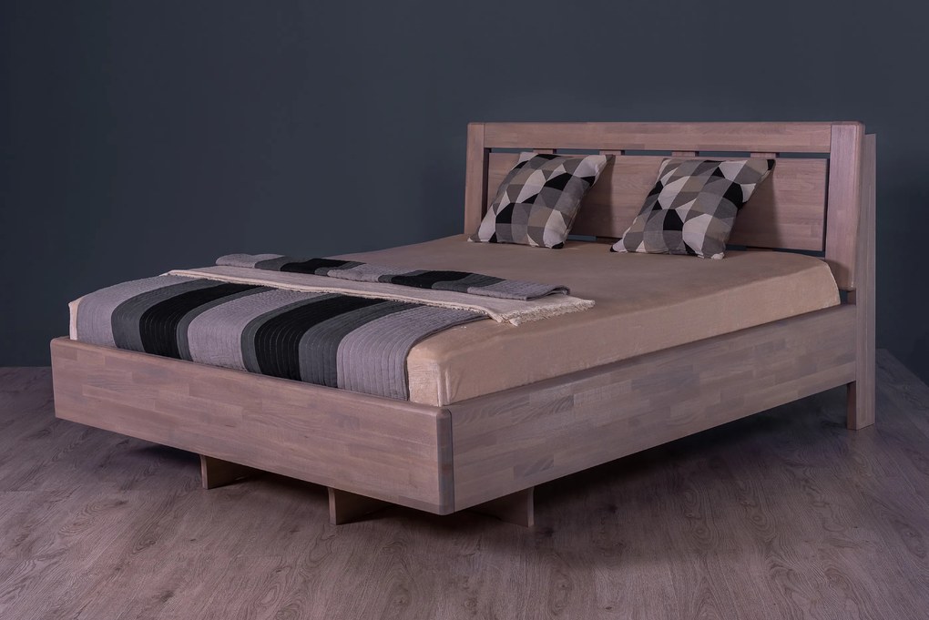 Masivní postel FENIX - Solwo Design Dřevo a odstín oleje: DUB Cink - Olej odstín DO202, Rozměr spací plochy: 220x200