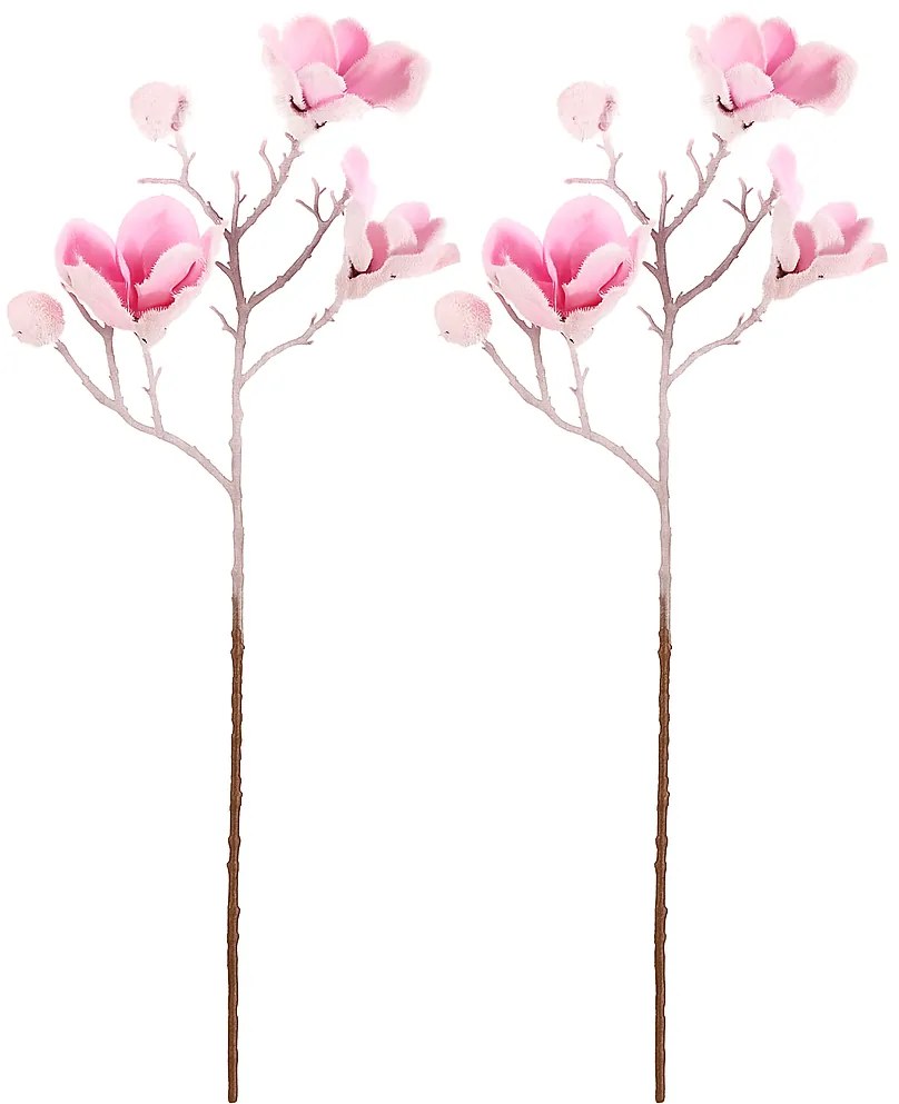 Sada umělé řezané Magnolie, 2 ks, růžová se zasněžením, 65 cm