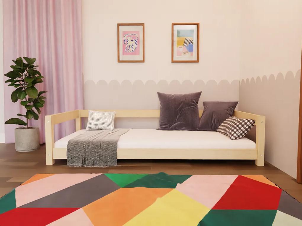 Benlemi Dětská postel STUDY se zábranou Zvolte barvu: Béžová, Zvolte rozměr: 90x180 cm, Zvolte zábranu: S jednou zábranou
