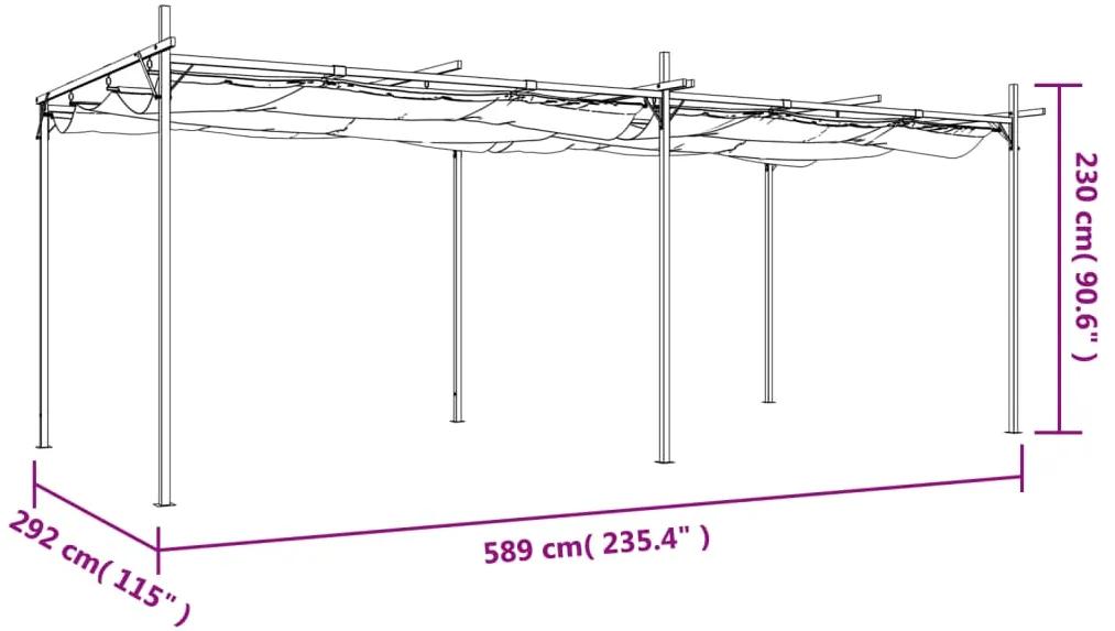 Pergola se zatahovací střechou antracitová 589 x 292 x 230 cm