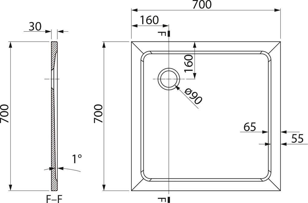 Aqualine Aqualine, TECMI vanička z litého mramoru, čtverec 70x70cm, bílá, PQ007