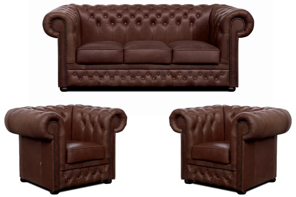 FN Sedací souprava Chesterfield Lord 3+1+1 kůže hnědá