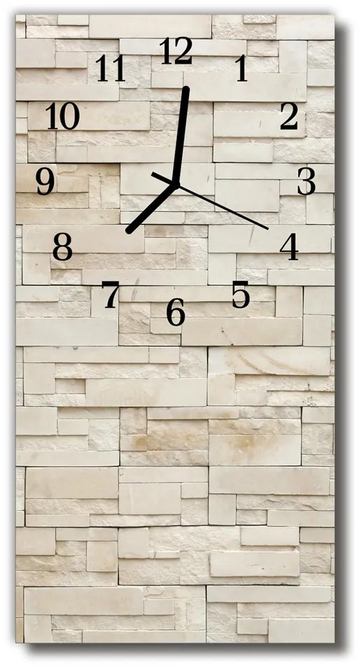 Skleněné hodiny vertikální Přírodní kameny béžová cihla 30x60 cm