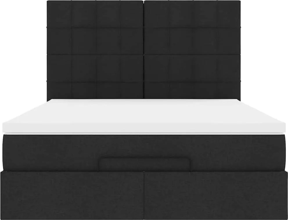 Osmanský rám postele s matrací černá 140x200cm textil 3313163