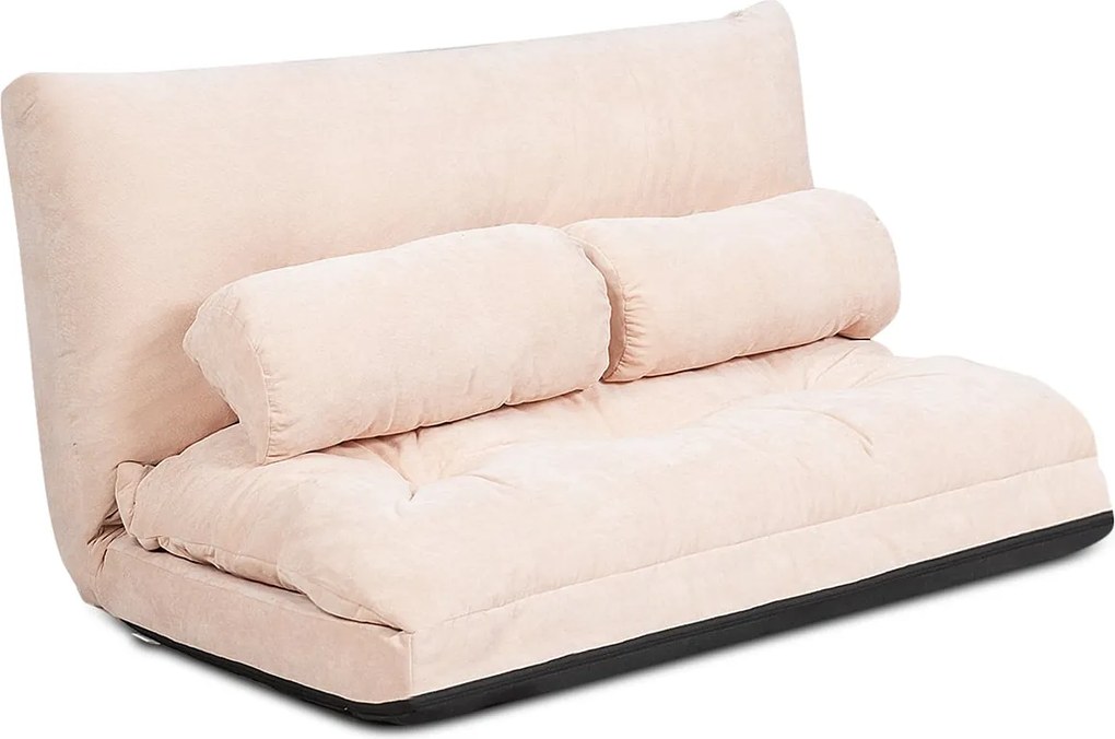 Costway Rozkládací pohovka na podlaze s 2 polštáři a opěradlem 6