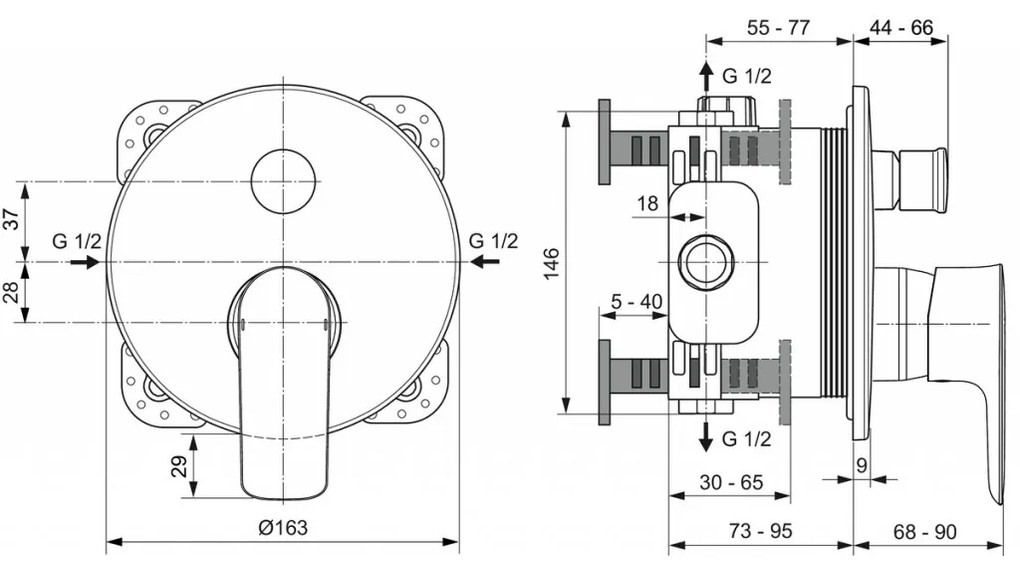 Ideal Standard Connect Air - Podomítková vanová baterie, ušlechtilá ocel A7035GN