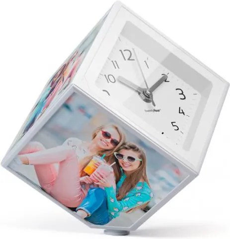 Rotující fotokostka s hodinami Photo-Clock 10x10cm