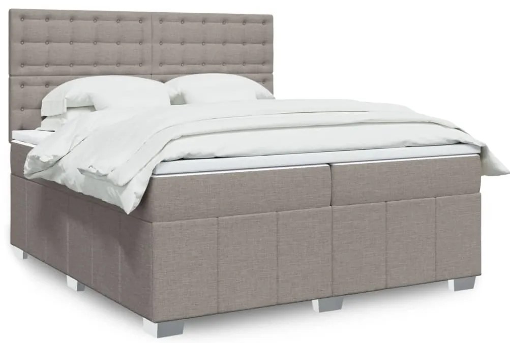 Box spring postel s matrací taupe 200x200 cm textil