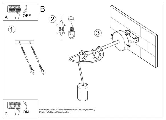 Sollux SL.0373 - Nástěnné svítidlo EDISON 1xE27/60W/230V černá