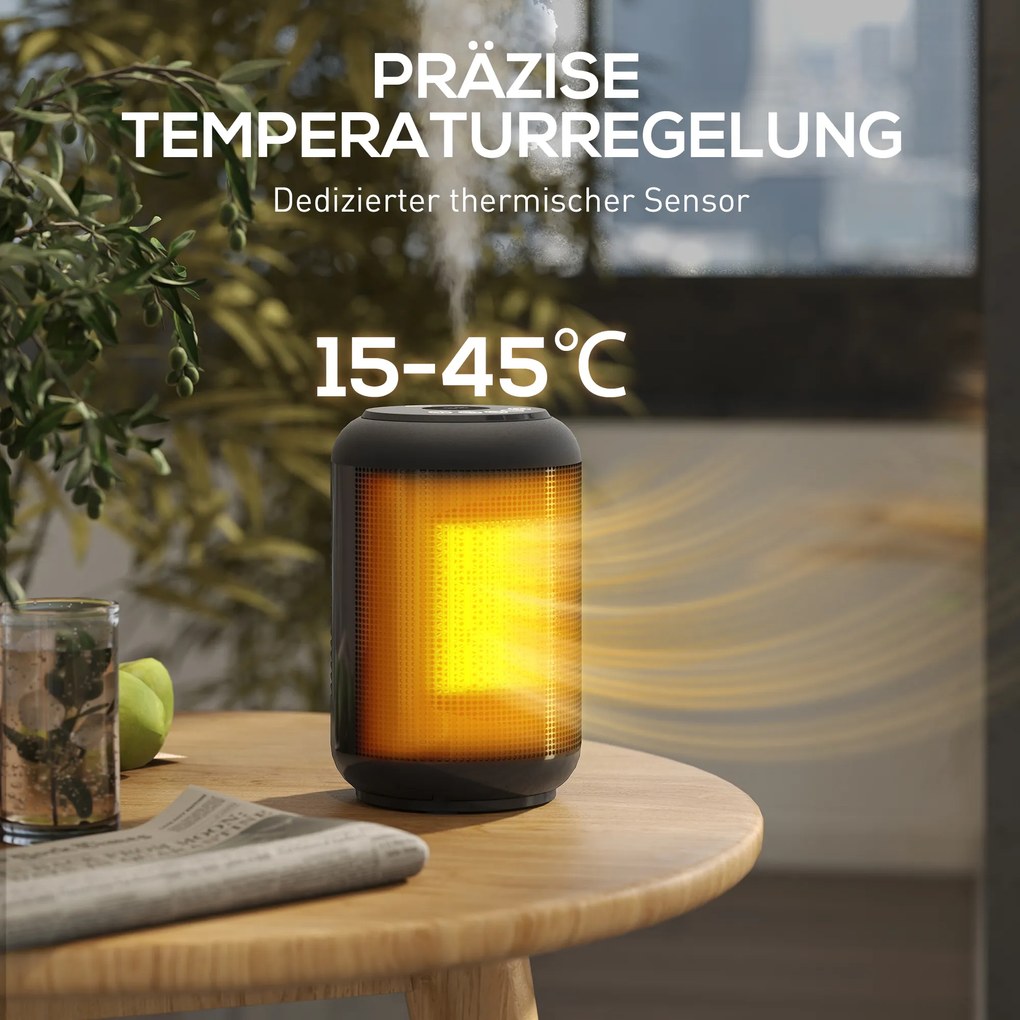 HOMCOM topidlo, 1500 W přímotop se 3 režimy, 24hodinovým časovačem, ochranou proti převrácení a přehřátí, 14 x 21,5 cm, černé