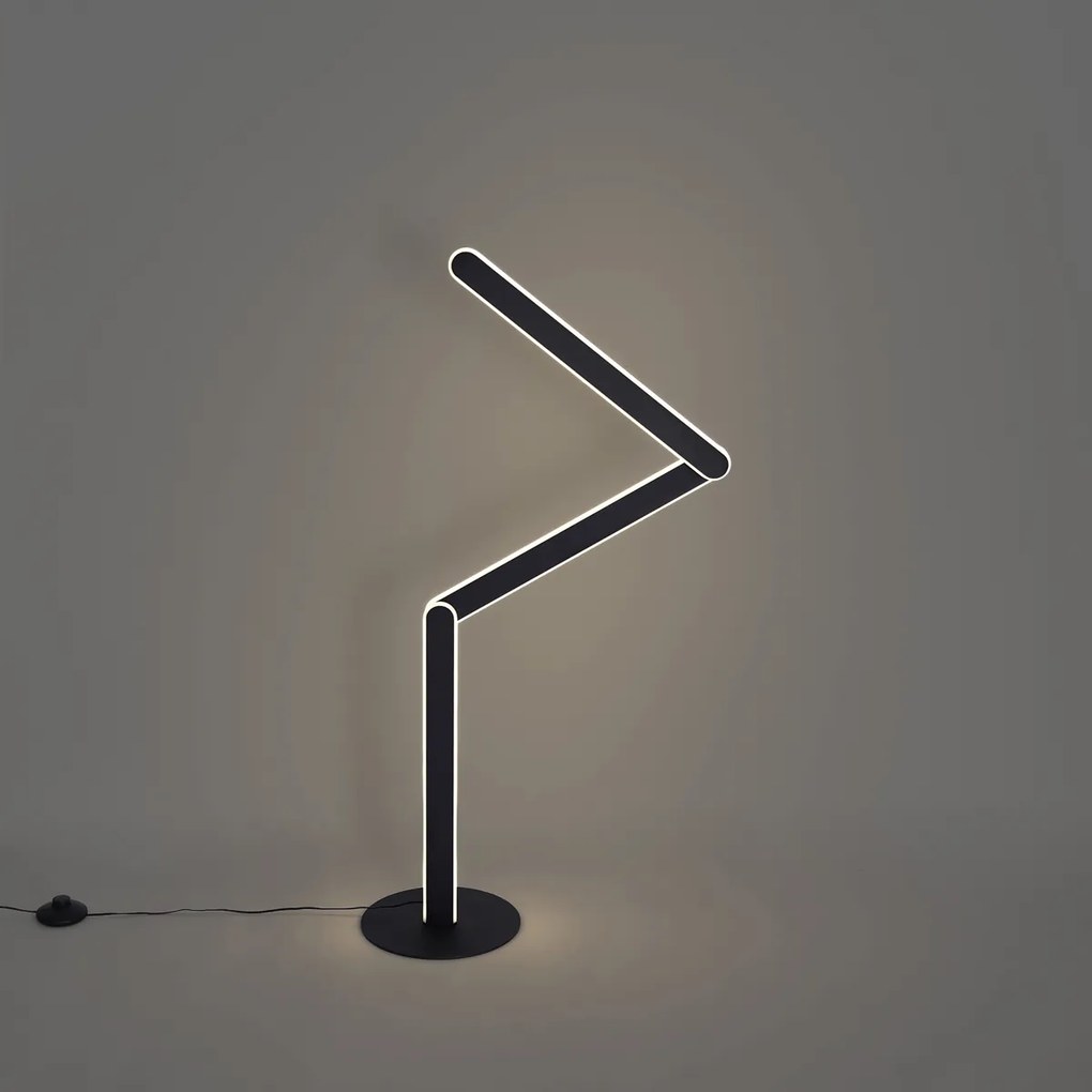Designová stojací lampa černá vč. LED s 3-stupňovým stmíváním - Gate