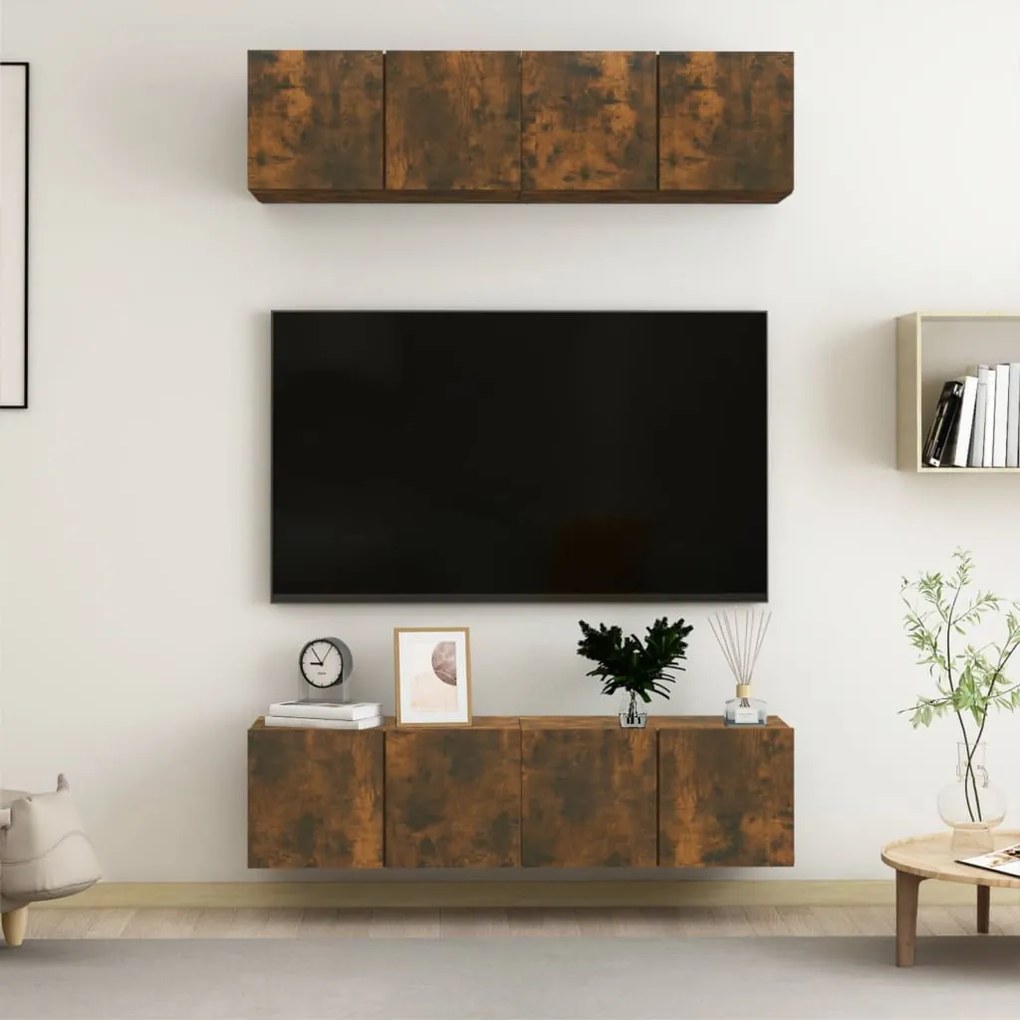 Nástěnné TV skříňky 4 ks kouřový dub 60 x 30 x 30 cm kompozit 3120203