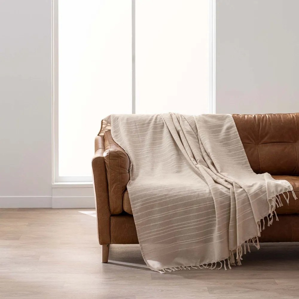 Béžový bavlněný přehoz 180x220 cm Lilia – douceur d'intérieur
