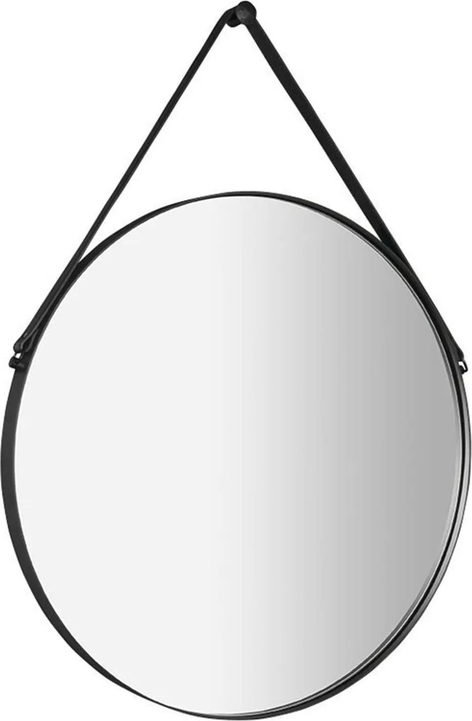 Sapho Orbiter - Zrcadlo se závěsem, průměr 60 cm, matná černá ORT060