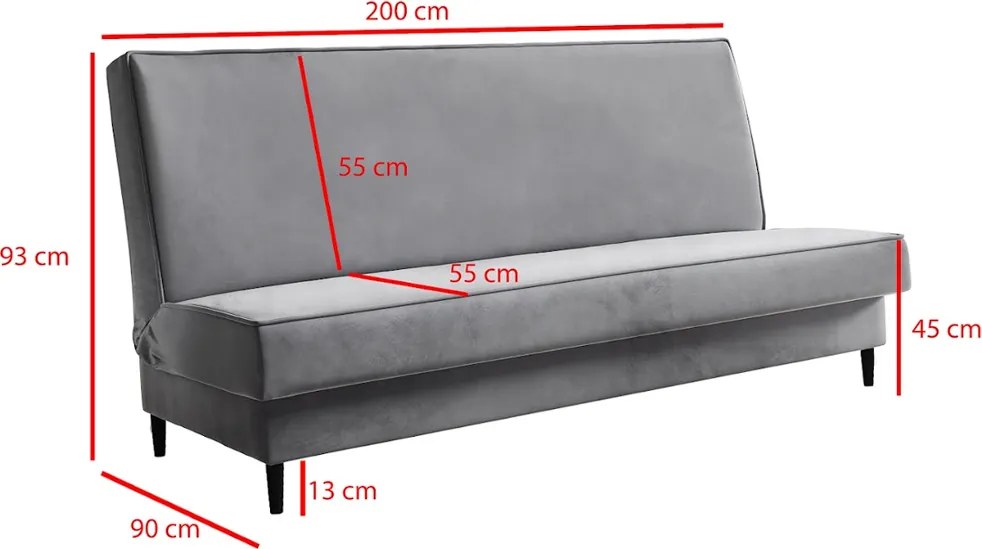Eka Pohovka HELENA, 200 cm Výběr nohou: Bílé, Barva látky: Zelená (Fresh 13)