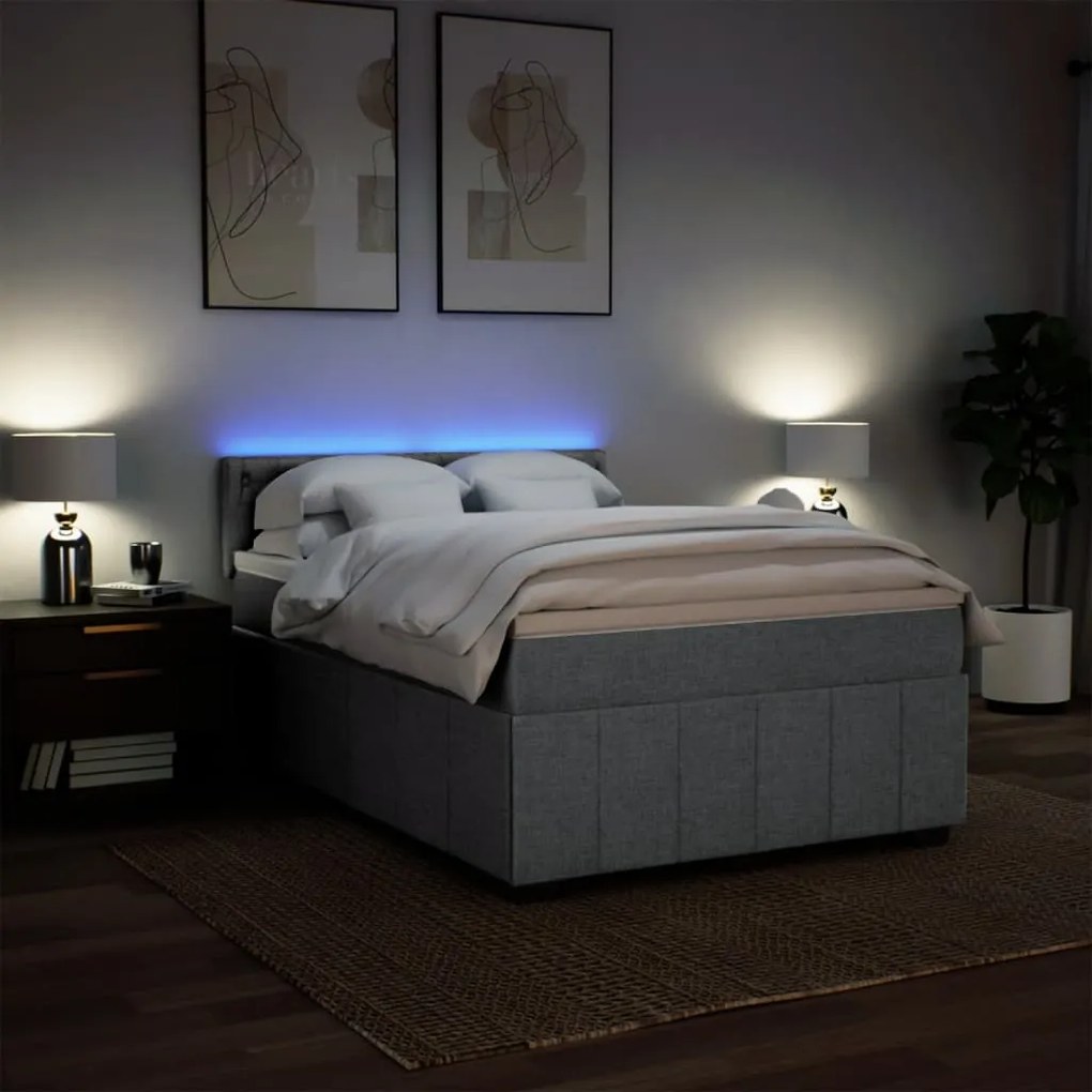Box spring postel s matrací světle šedá 140 x 200 cm textil 3289398