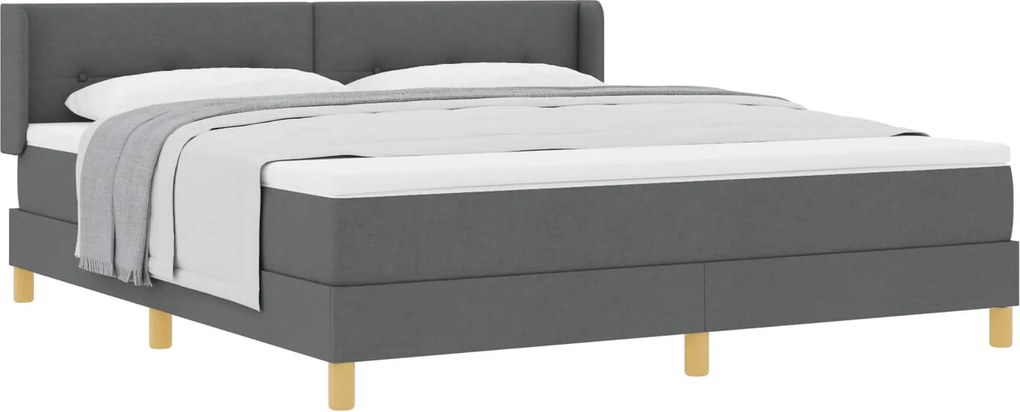 Postel s boxspringem s čelo Tmavě šedá 200 x 180 cm textil 3341308