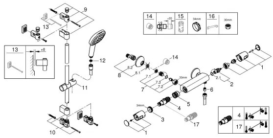 GROHE 34855003 - Termostatická sprchová baterie PRECISION TREND 150 mm chrom