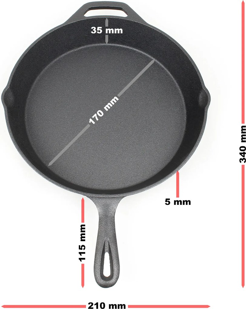 Litinová pánev Wiltec – 20 cm, černá (62955)