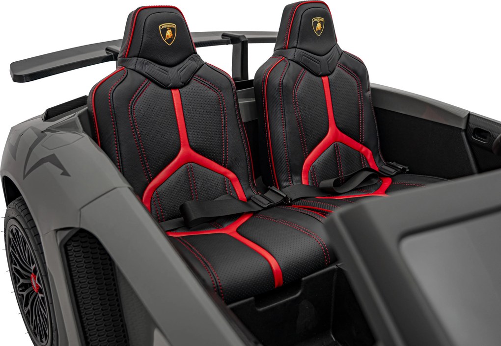 Ramiz Elektrické auto Lamborghini Aventador SV pro 2 děti Šedé + Bezkartáčový motor + Nafukovací kola + LED audio