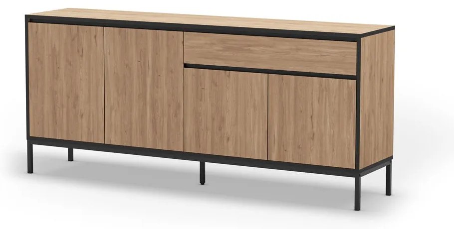 Nízká komoda v dekoru dubu v přírodní barvě 180x80 cm Lorenza – Marckeric