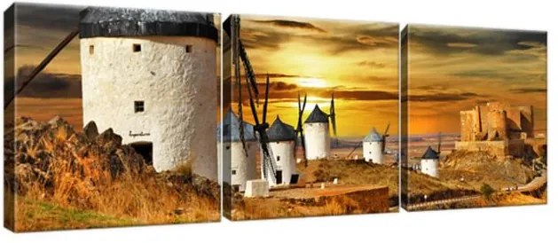 Obraz na plátně Větrné mlýny ve Španělsku 90x30cm 2352A_3A