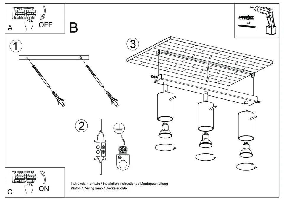 Krémové bodové svítidlo 6x45 cm Etna – Sollux