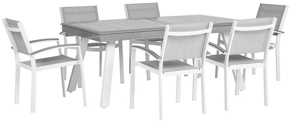 Zahradní sada šedý hliníkový stůl a šest židlí PERETA Beliani