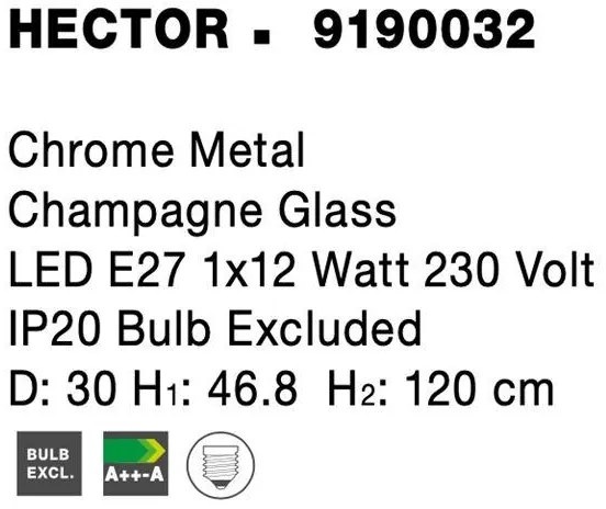 Nova Luce Závěsné svítidlo HECTOR, E27 1x12W Barva: Opálové sklo