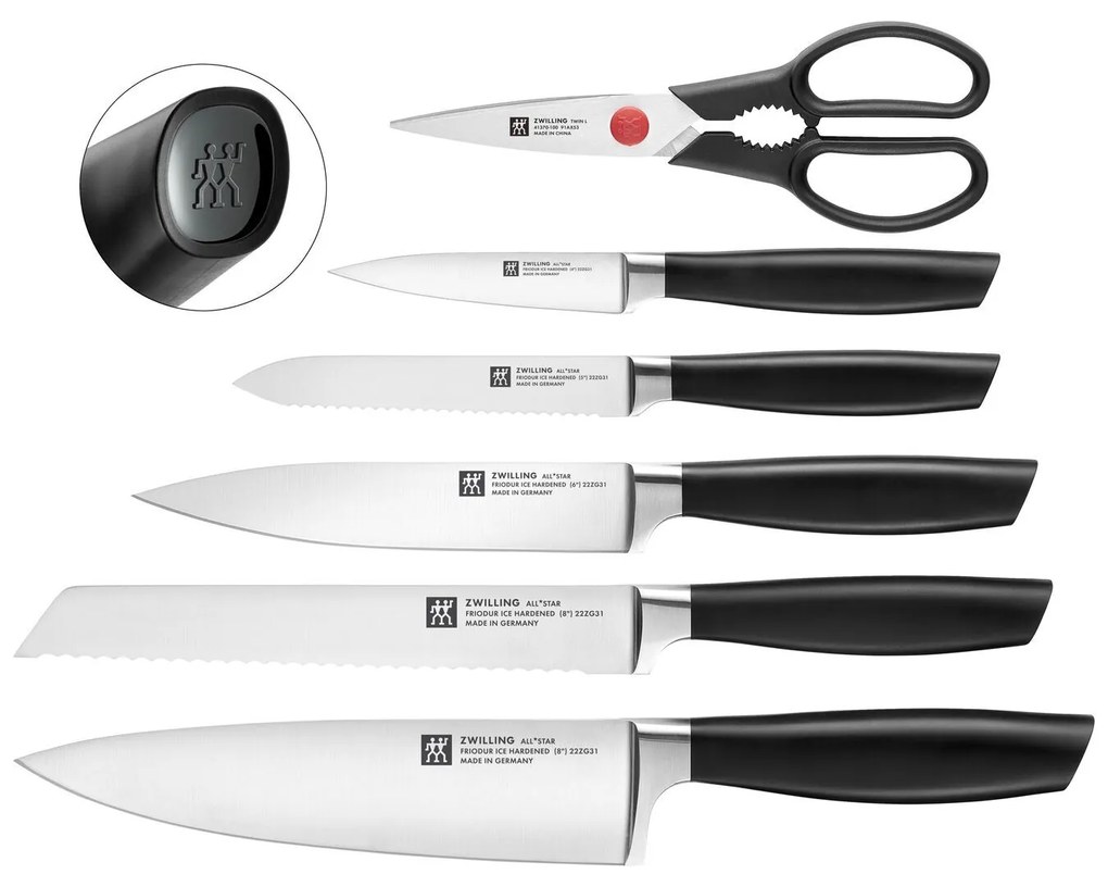 Zwilling All Star samoostřící blok s noži 7 ks, antracitový, 33760-500