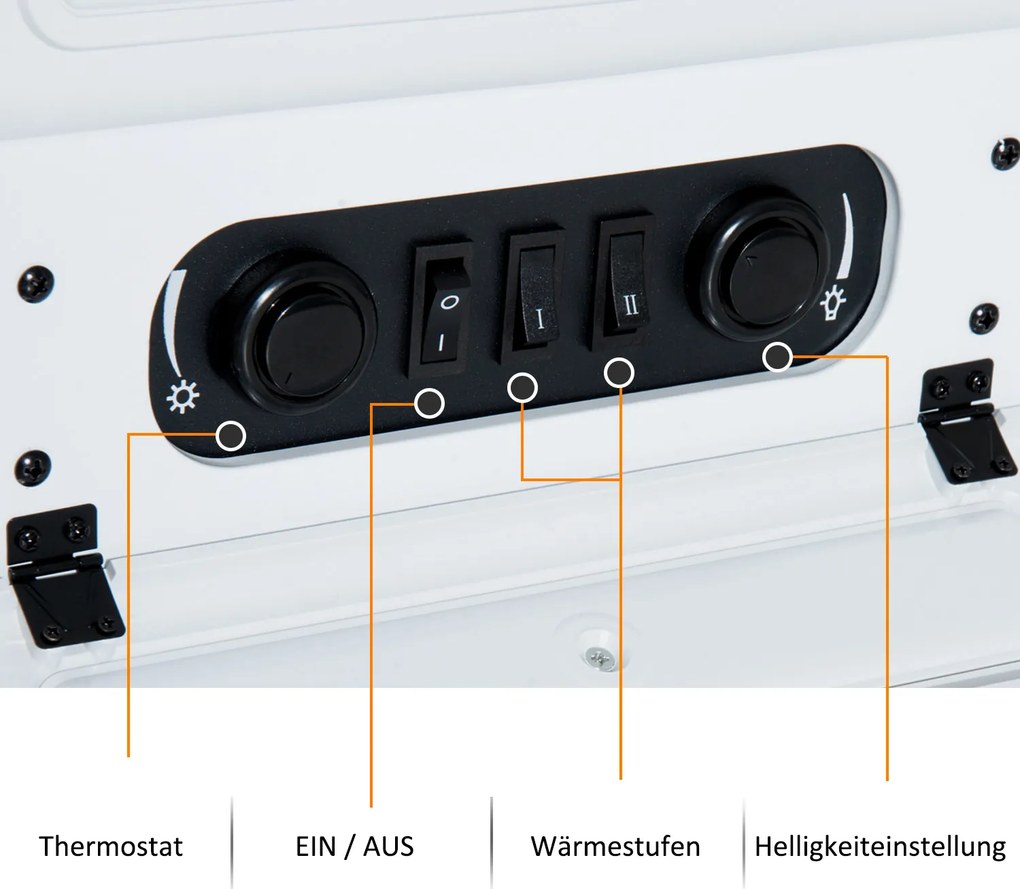 HOMCOM Elektrický krb Kamna s efektem plamene 950/1850W Ochrana proti přehřátí Bílá 41,5x28x54,8cm pro příjemné večery | Aosom.de