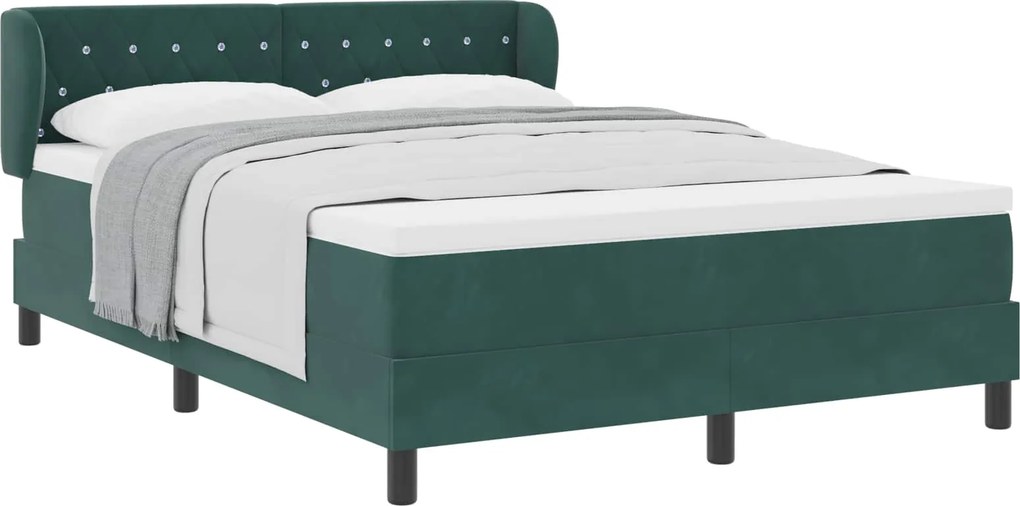 Postel s boxspringem s čelo Tmavě zelená 140 x 200 cm samet 3340337