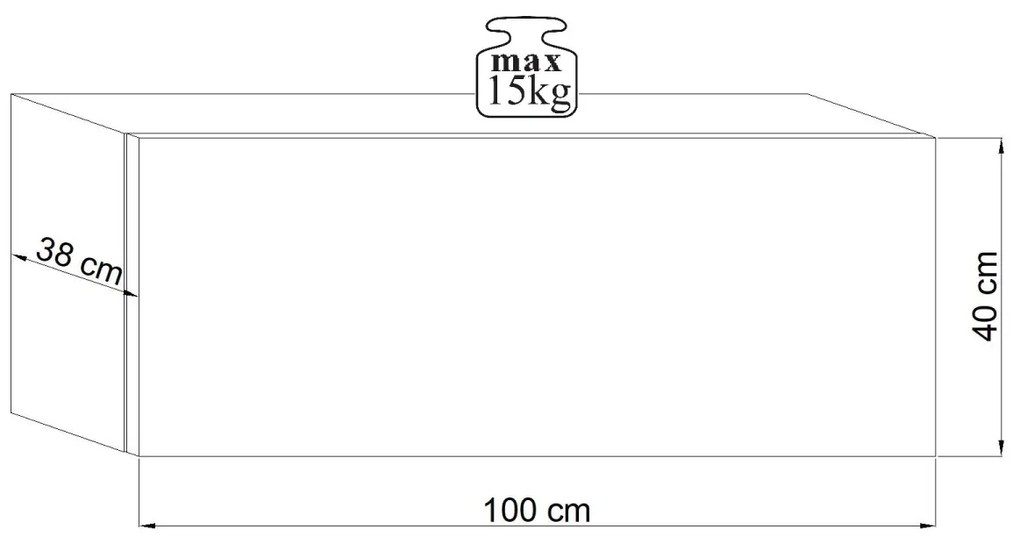 Závěsný TV stolek Vivo 100 cm černý