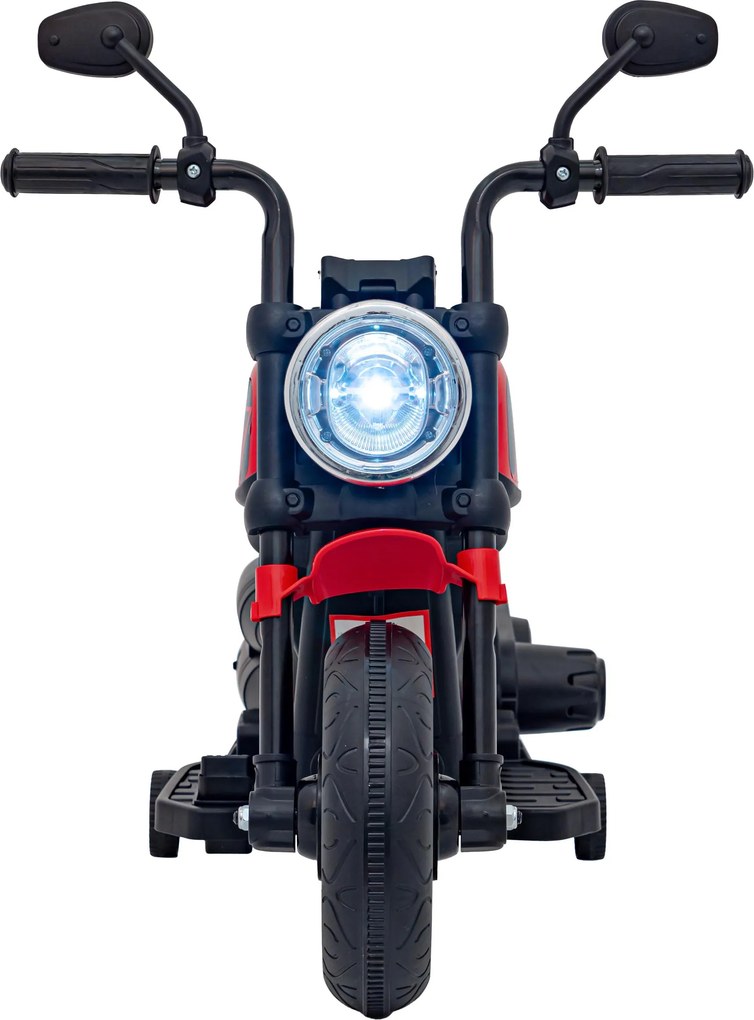 Ramiz Elektrická motorka Chopper FASTER pro děti červená + FM rádio + audio panel + LED