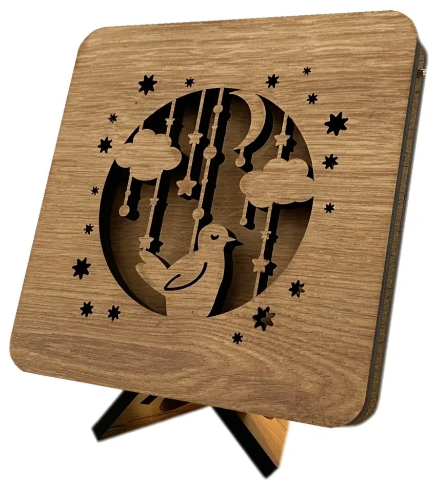 Li-Go "Ptáček" lampa 19x19cm provedení povrchu: ořech
