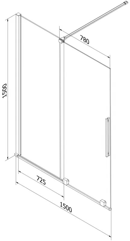 Mexen Velar, 2-křídlová posuvná vanová zástěna 150 x 150 cm, 8mm šedé sklo, růžové zlato, 896-150-000-41-60
