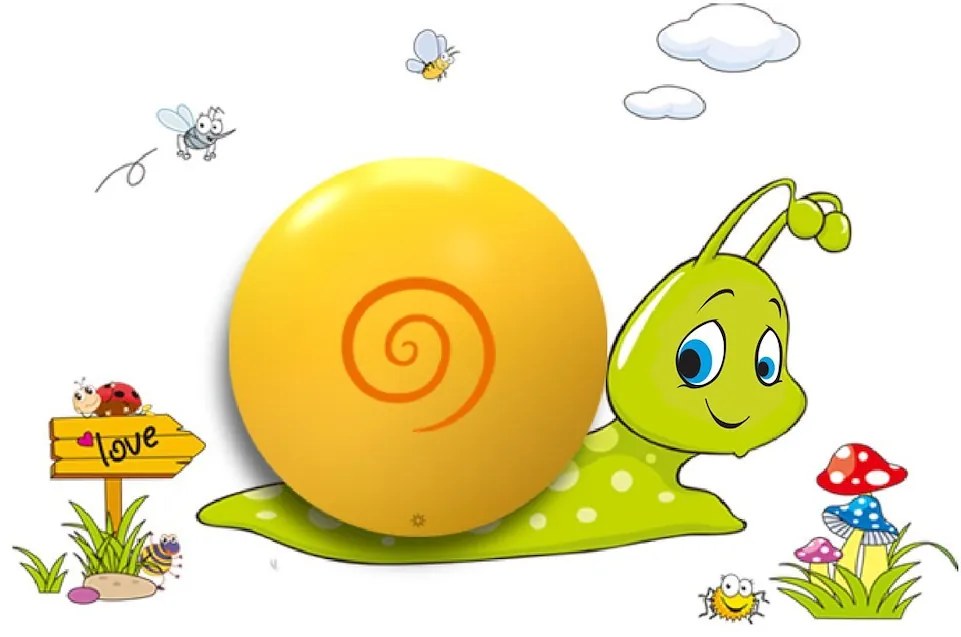 Dětské nástěnné svítidlo Snail, 1x oranžové plastové stínítko, gr