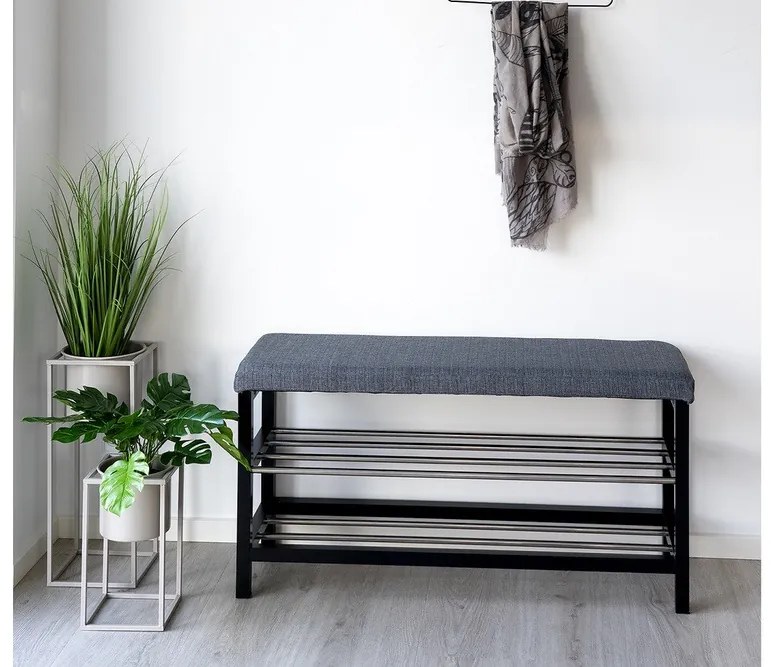 Designová lavice Rhory 100 cm šedá / černá